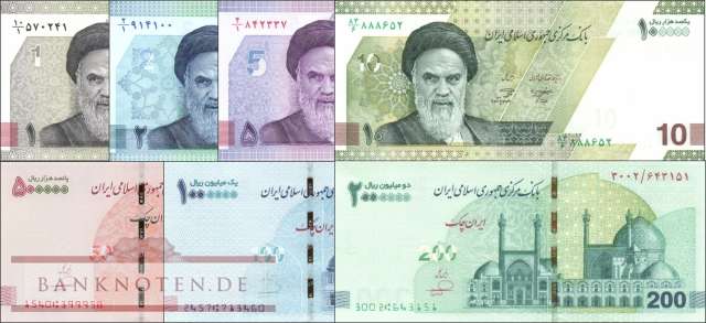 banknoten.de - Iran Iran: 1 - 100 Toman (6 Banknoten) - BANKNOTEN