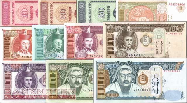 banknoten.de - Mongolei Mongolei: 10 Mongo - 1.000 Tugrik (11 Banknoten ...